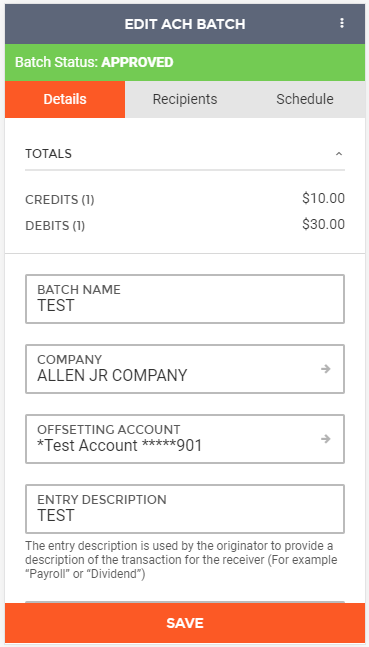 Approving an ACH Batch